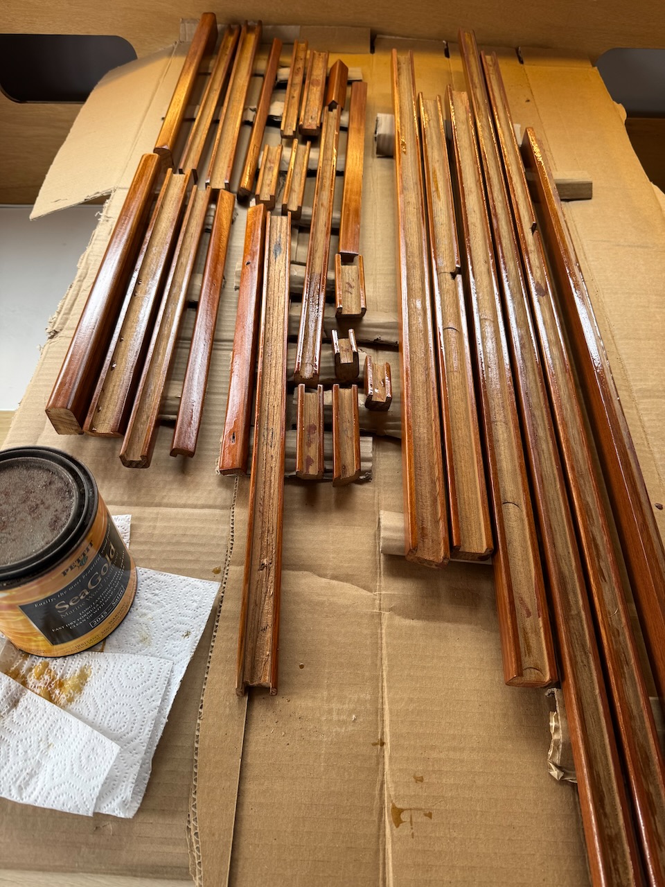 Varnished teak trim – "Bold Flight"